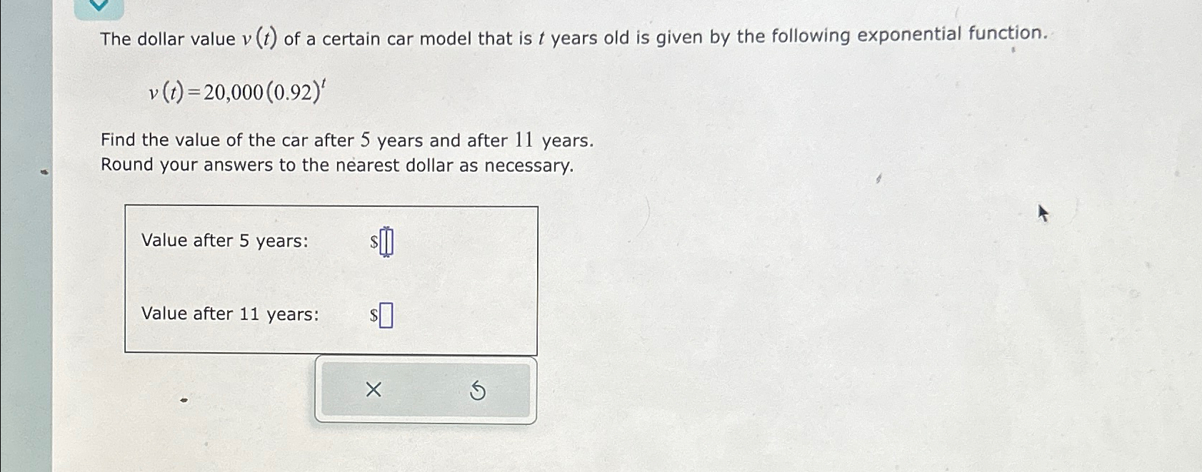 Solved The dollar value v(t) ﻿of a certain car model that is | Chegg.com