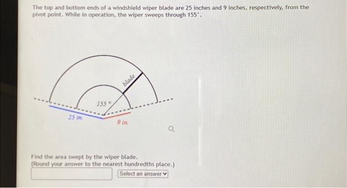Solved The top and bottom ends of a windshield wiper blade | Chegg.com
