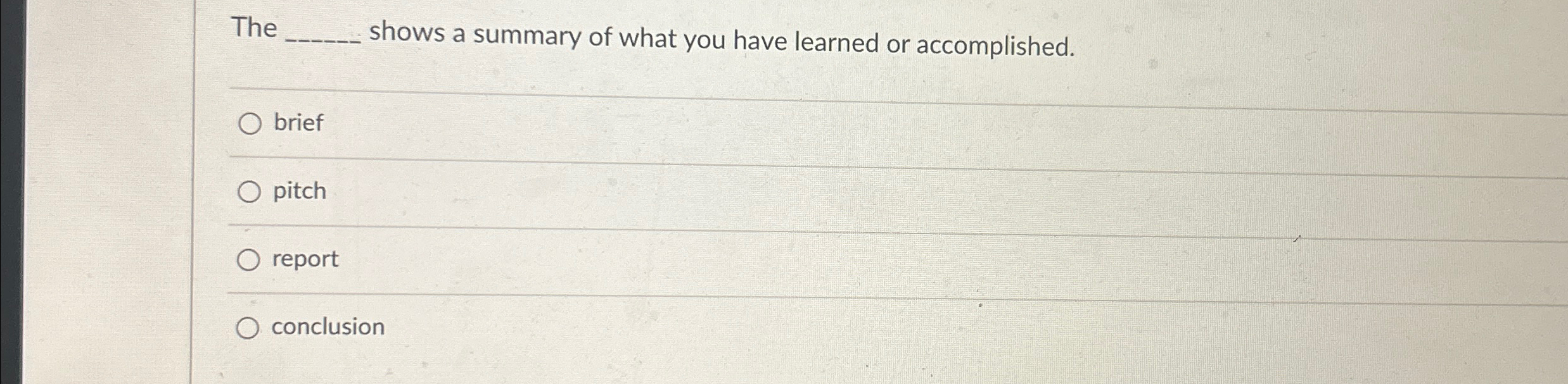 Solved The shows a summary of what you have learned or | Chegg.com
