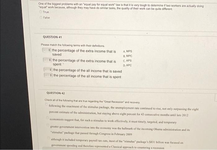 Solved One of the biggest problems with an "equal pay for | Chegg.com