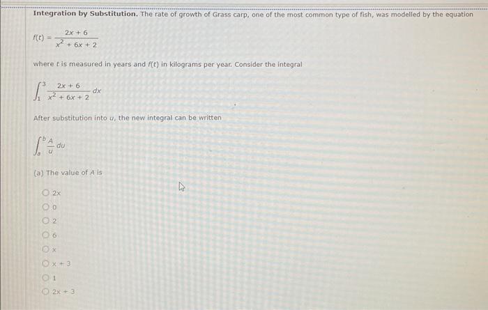 Solved Integration by Substitution. The rate of growth of | Chegg.com