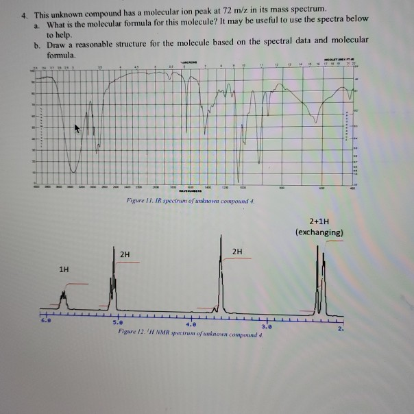 Solved 4. This unknown compound has a molecular ion peak at | Chegg.com