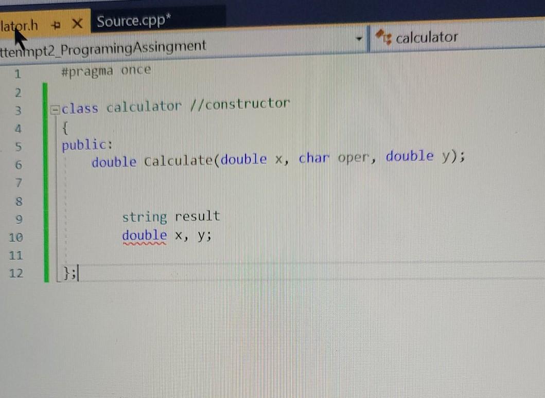 Solved → calculator alculator.h Source.cpp* + x | Chegg.com