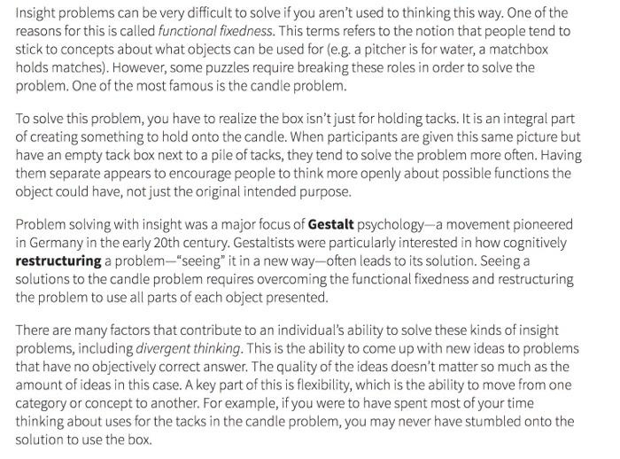 Solved Insight problems can be very difficult to solve if | Chegg.com