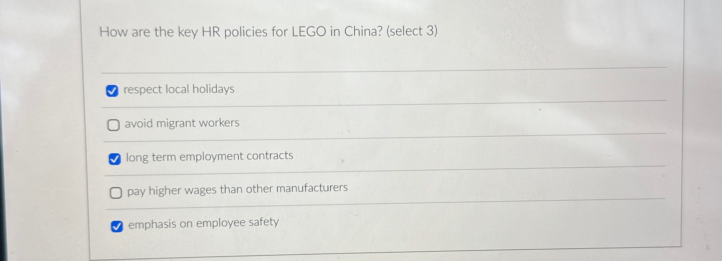 Solved How are the key HR policies for LEGO in China? | Chegg.com