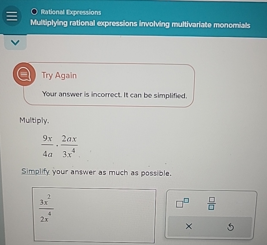 Solved Rational ExpressionsMultiplying rational expressions | Chegg.com