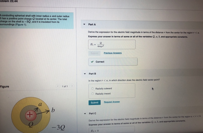 Solved oblem 22.44 A conducting spherical shell with inner | Chegg.com