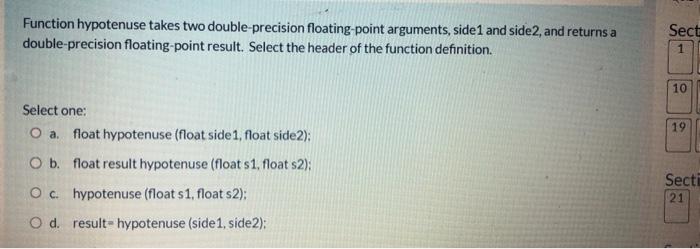 Solved Function hypotenuse takes two double-precision | Chegg.com