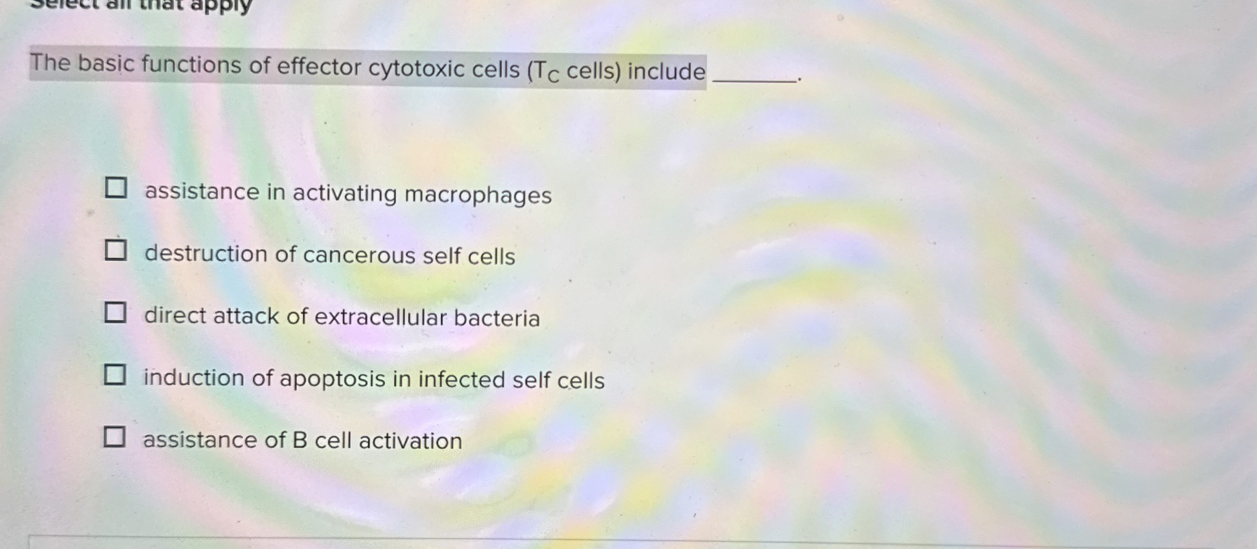 Solved The basic functions of effector cytotoxic cells ( TC | Chegg.com