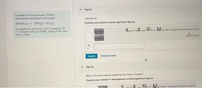 Solved A sampla of nitrosyl bromide ( NOBr ) decomposes | Chegg.com