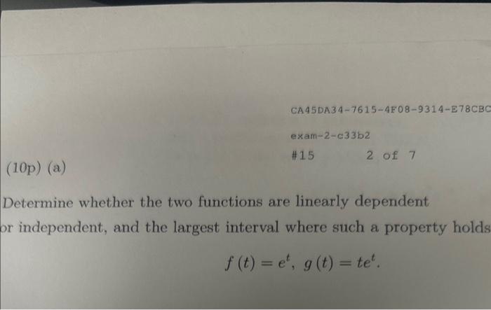 Solved Determine whether the two functions are linearly | Chegg.com