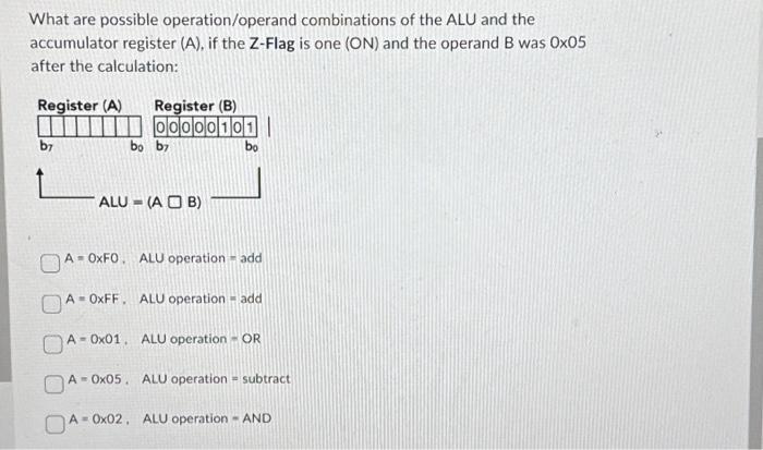 Solved What are possible operation/operand combinations of | Chegg.com