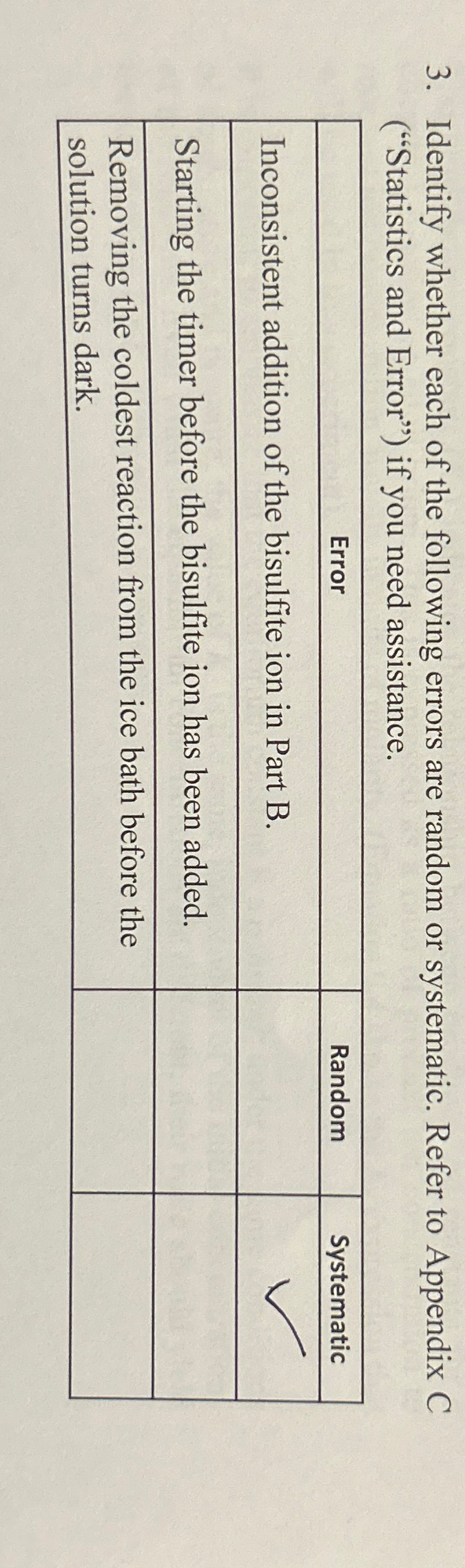 Solved Identify whether each of the following errors are | Chegg.com