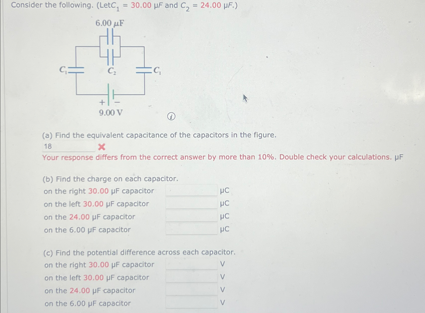 Solved Consider the following. ( ﻿Let C1=30.00μF ﻿and | Chegg.com