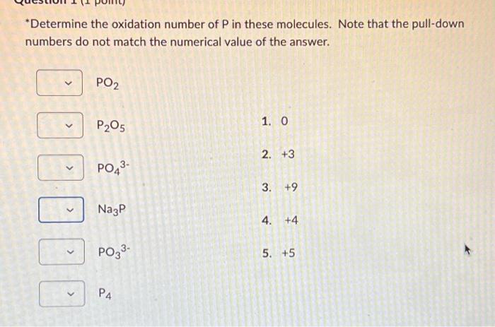 Solved *Determine the oxidation number of P in these | Chegg.com