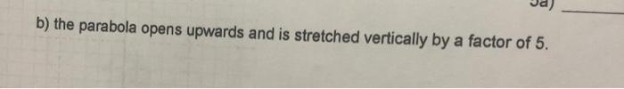 Solved b) the parabola opens upwards and is stretched | Chegg.com