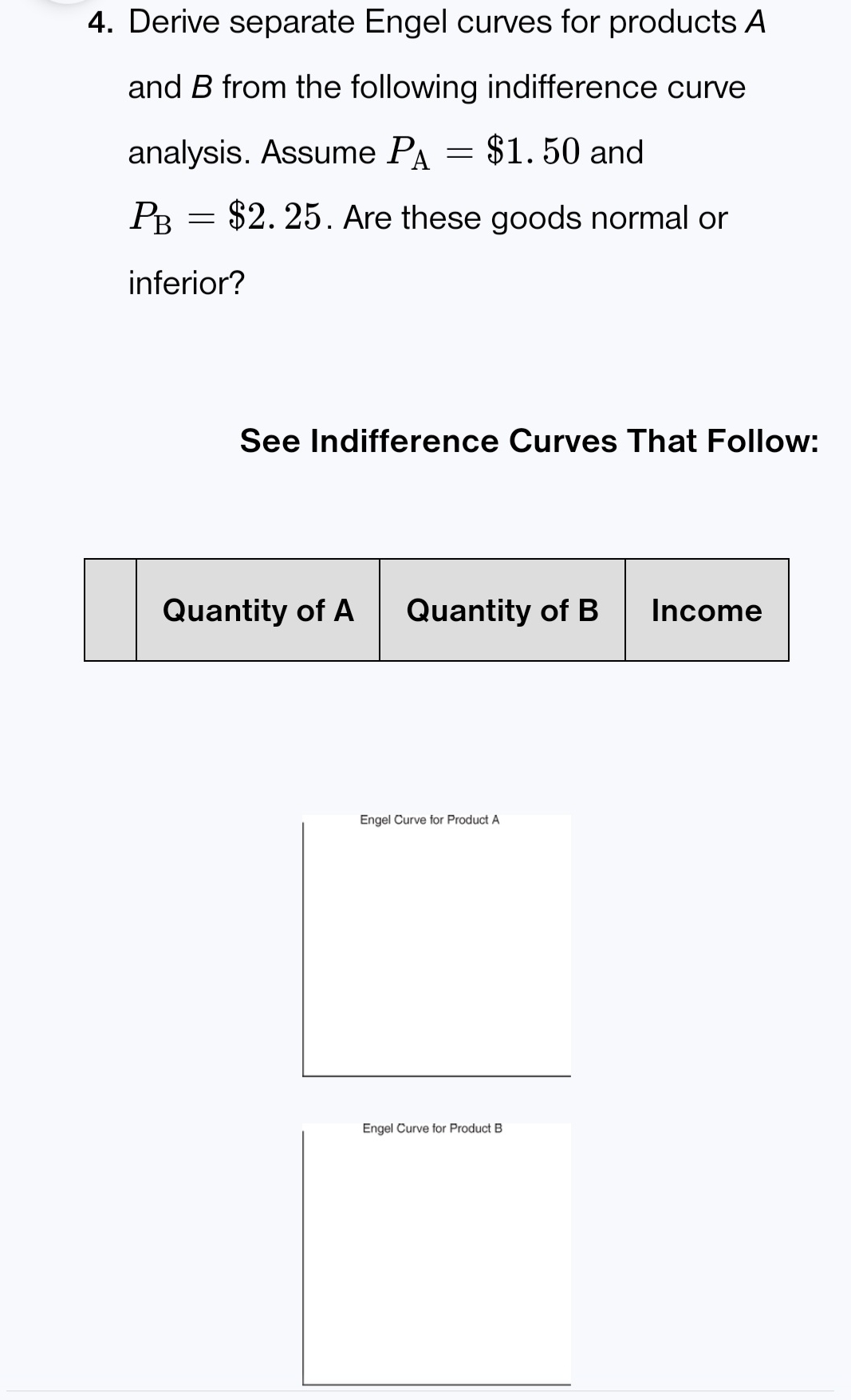 Solved Derive separate Engel curves for products A and B | Chegg.com