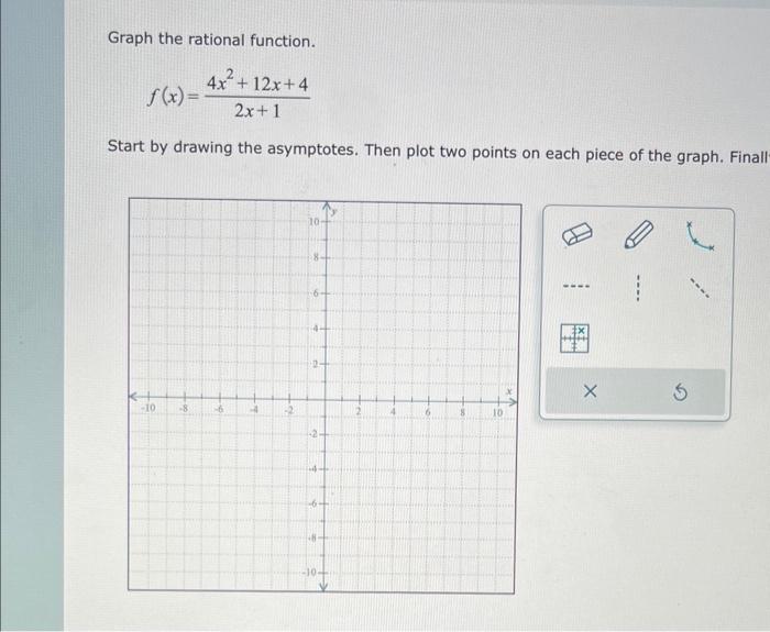 Solved Graph the rational function. f(x)=2x+14x2+12x+4 Start | Chegg.com