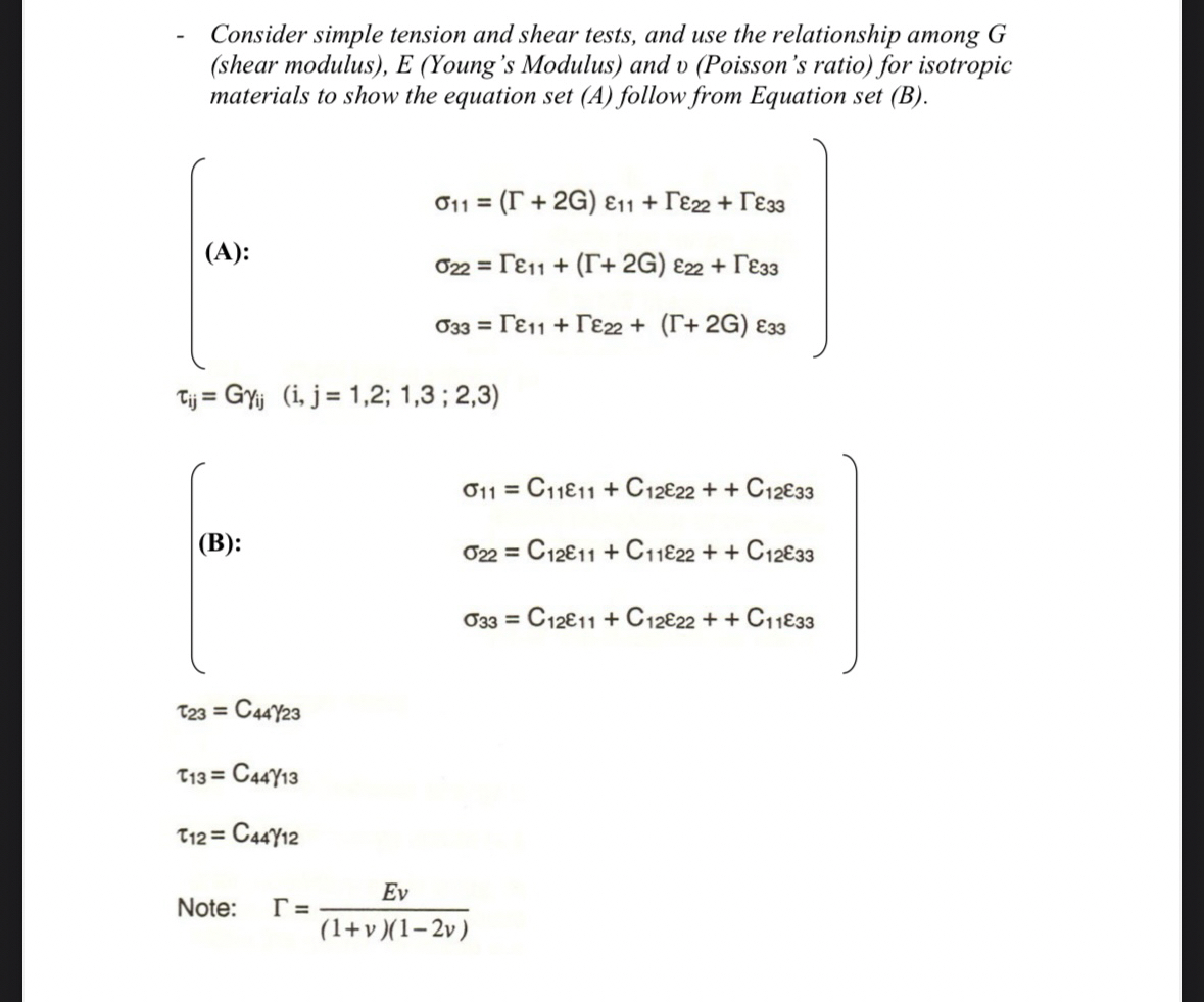 Solved Consider simple tension and shear tests, and use the | Chegg.com