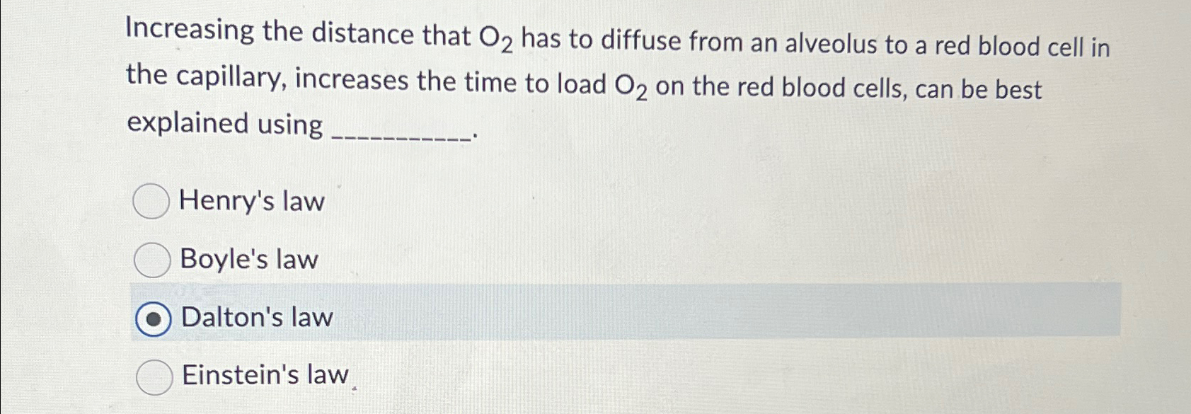Solved Increasing the distance that O2 ﻿has to diffuse from | Chegg.com