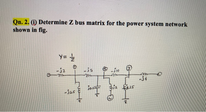 Solved Qn. 2. (i) Determine Z bus matrix for the power | Chegg.com
