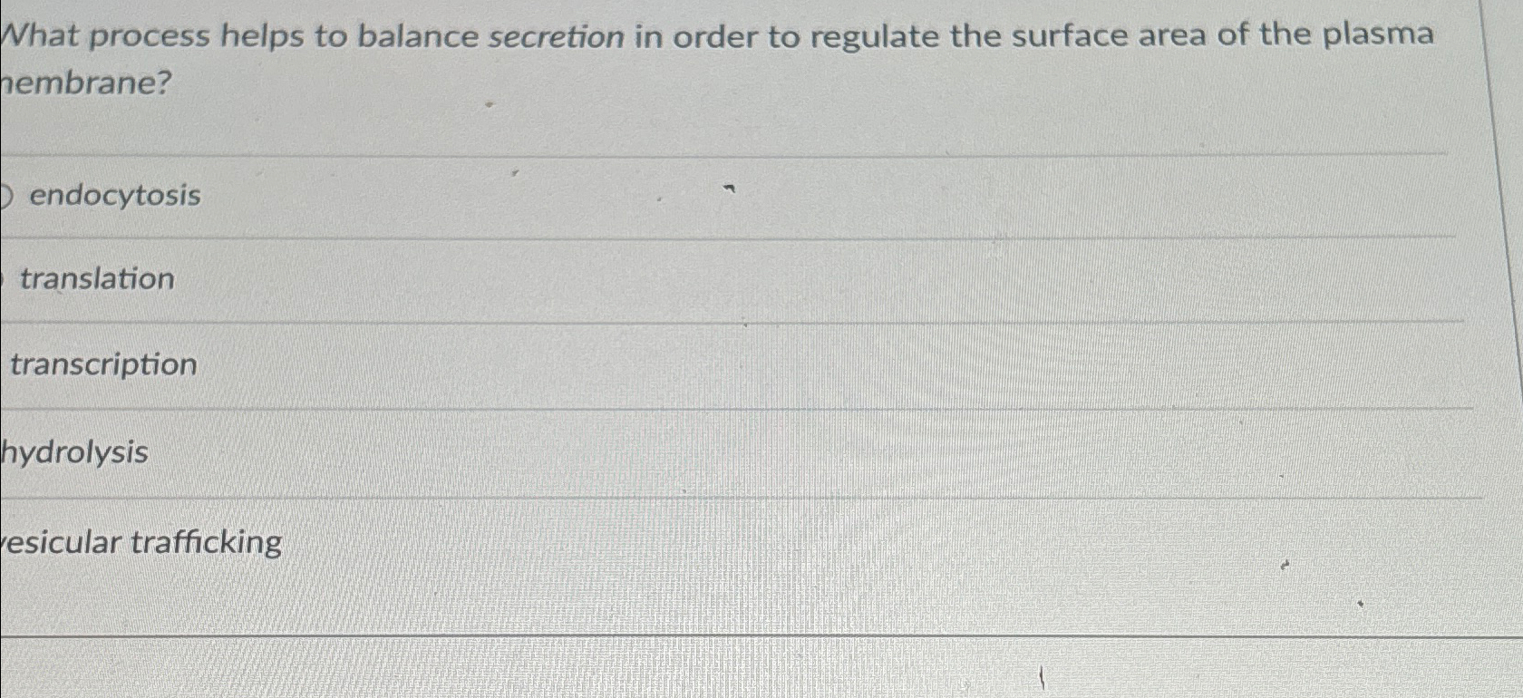 Solved What process helps to balance secretion in order to | Chegg.com