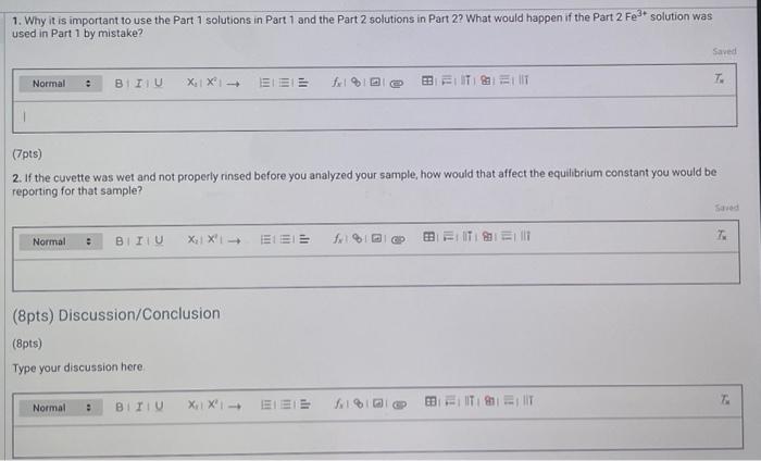 1. Why it is important to use the Part 1 solutions in | Chegg.com