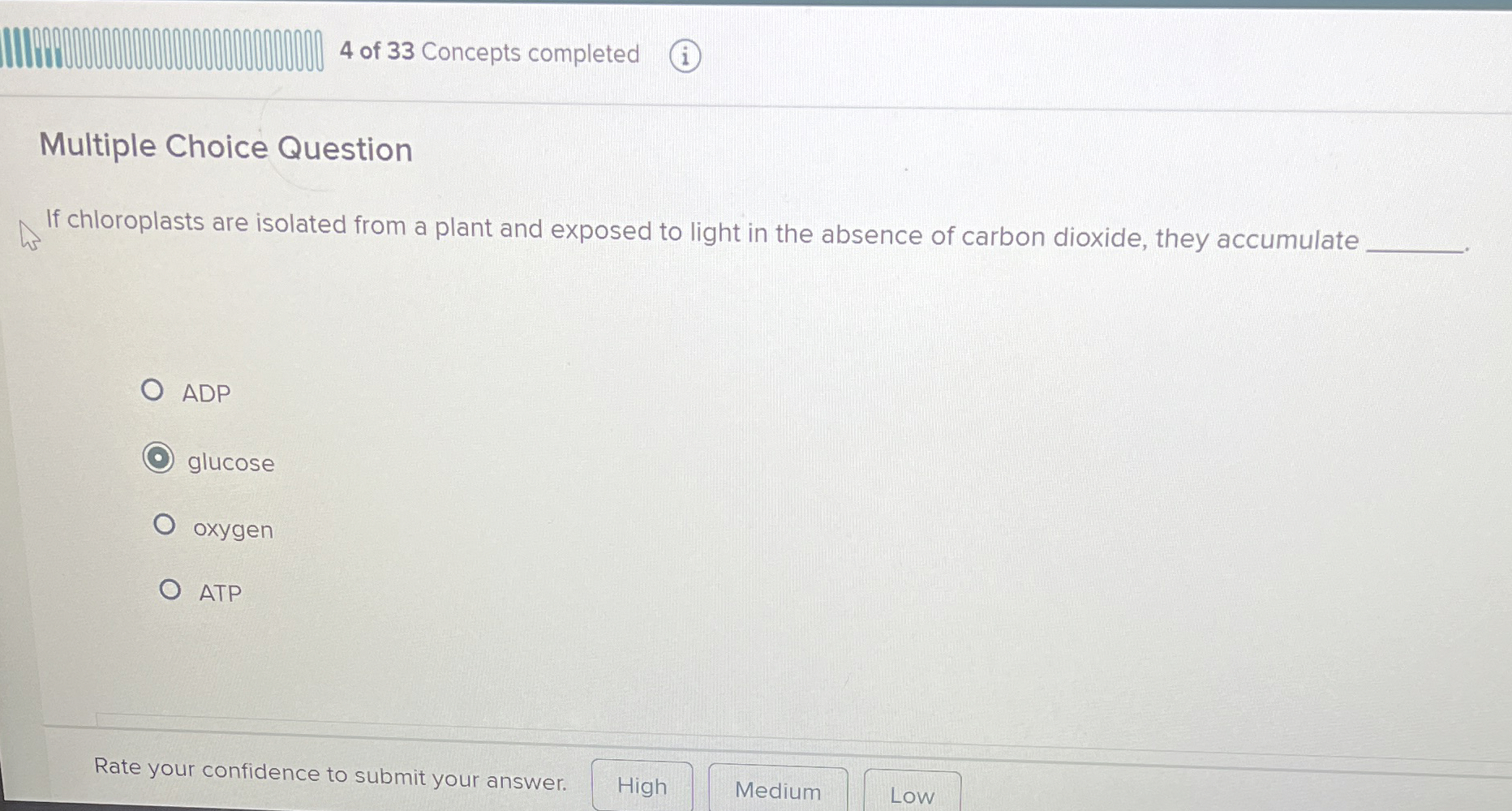 Solved 4 ﻿of 33 ﻿Concepts completedMultiple Choice | Chegg.com
