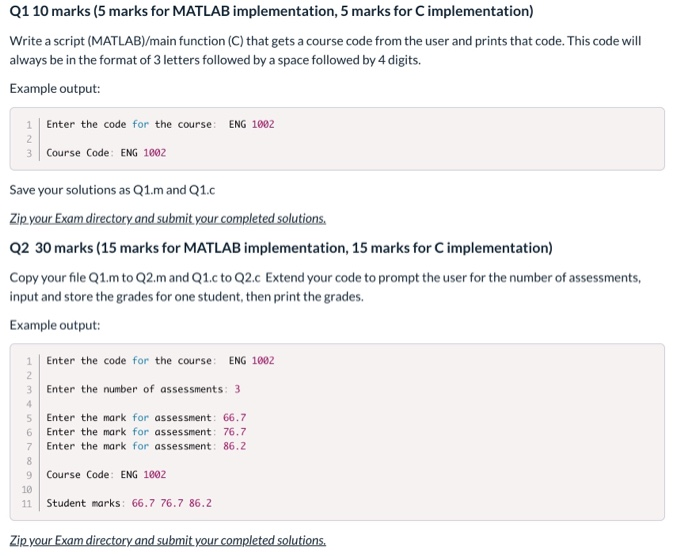 Solved Q1 10 marks (5 marks for MATLAB implementation, 5 | Chegg.com