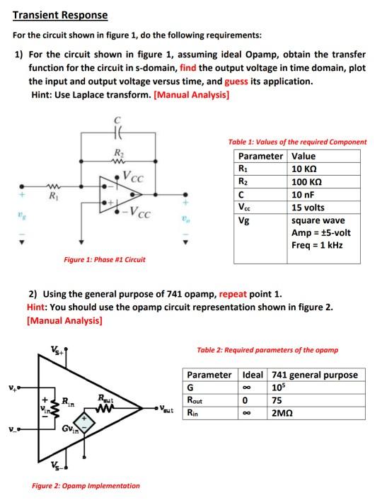 Solved Transient Response For the circuit shown in figure 1, | Chegg.com
