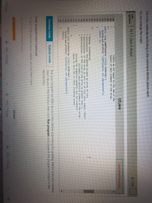 Solved Fill in the methods according to the comment blocks | Chegg.com