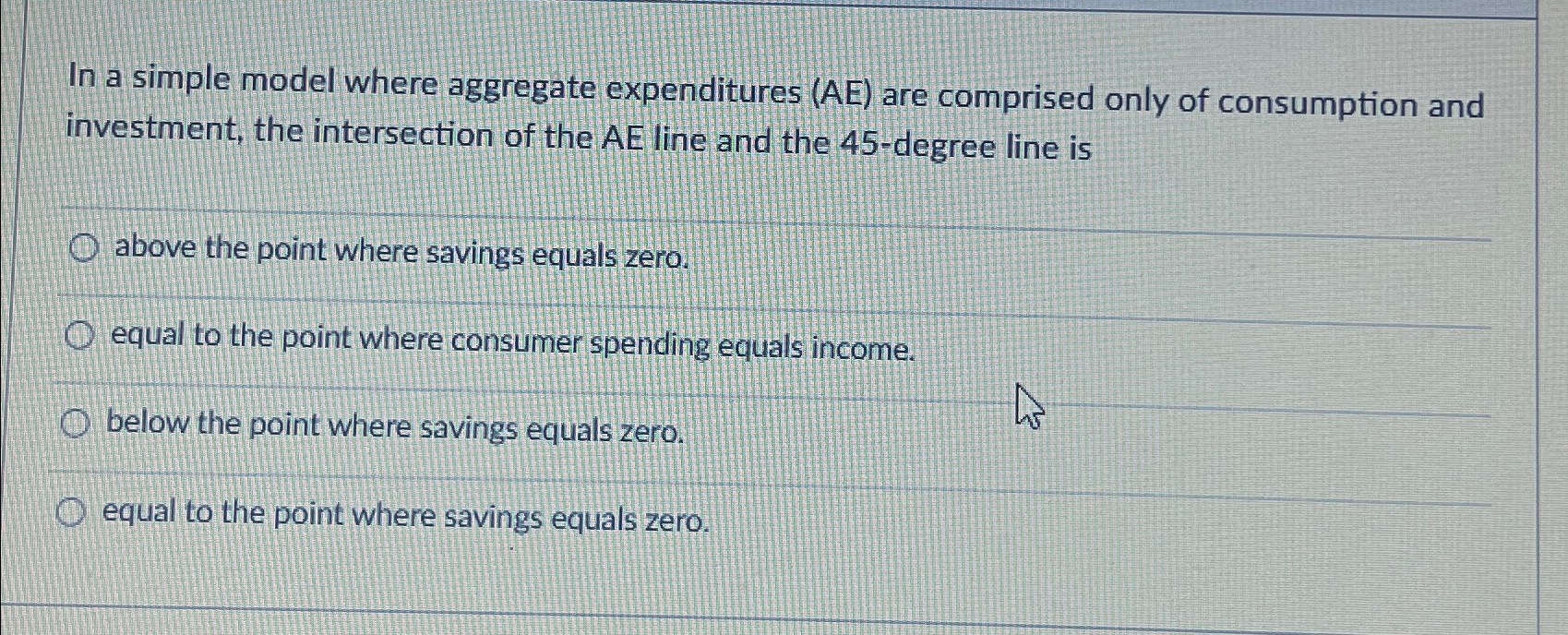 Solved In a simple model where aggregate expenditures (AE) | Chegg.com