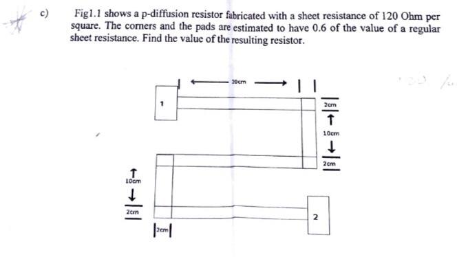 Solved Fig1.1 shows a p-diffusion resistor fabricated with a | Chegg.com