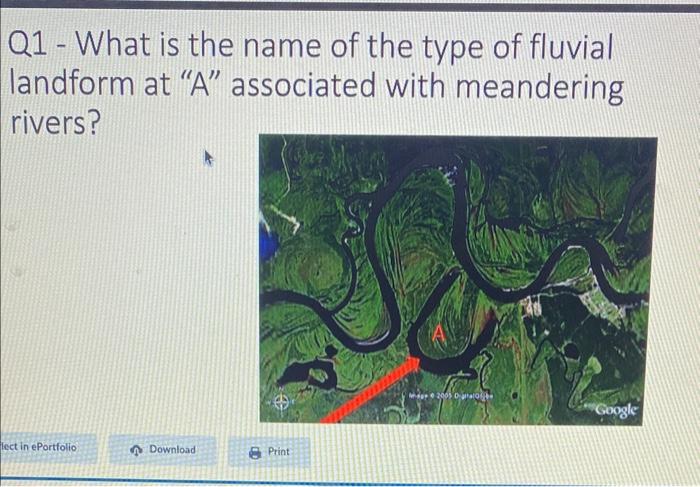 Solved Q1 - What is the name of the type of fluvial landform | Chegg.com
