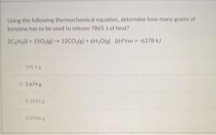 Solved Using The Following Thermochemical Equation