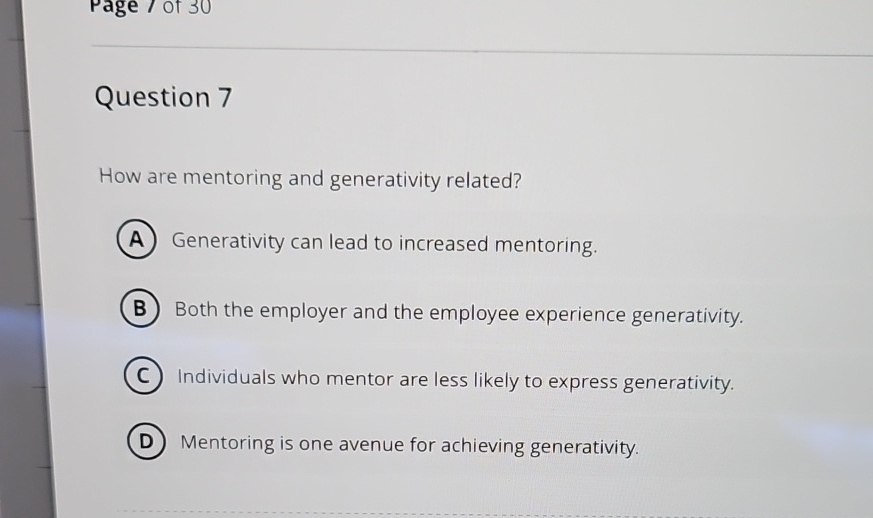 Solved Question 7How are mentoring and generativity | Chegg.com