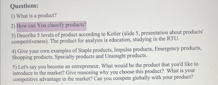 Solved Questions 1 What Is A Product 2 How Can You 6601