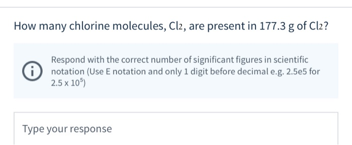 Solved How many chlorine molecules, Cl2, are present in | Chegg.com