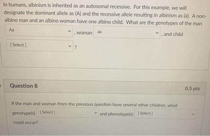 Solved In humans, albinism is inherited as an autosomal | Chegg.com