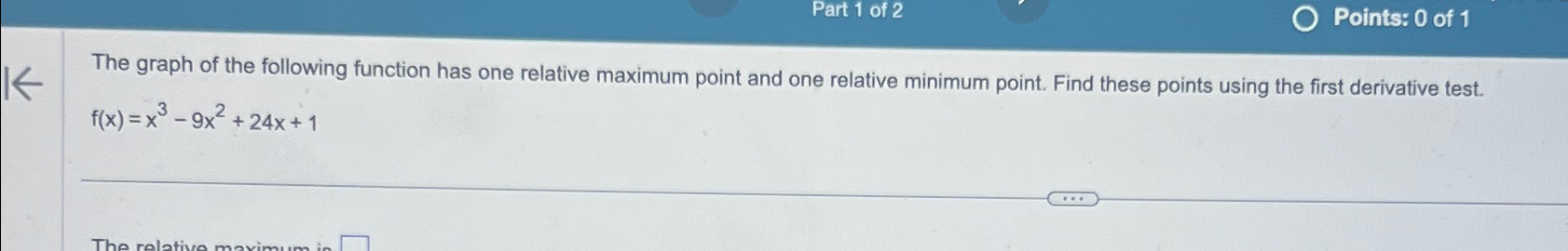 Solved Part 1 ﻿of 2Points: 0 ﻿of 1The graph of the following | Chegg.com