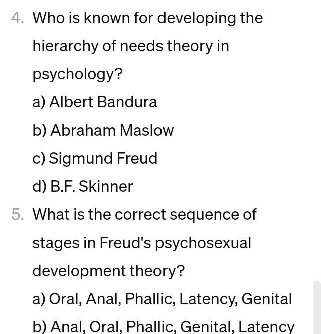 Solved Who is known for developing the hierarchy of needs | Chegg.com