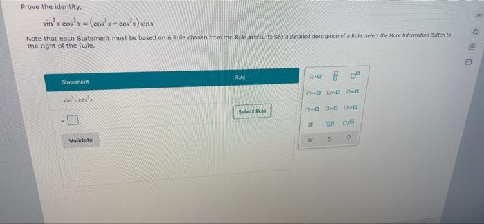 Solved Prove the identity. sin x cos'x - (cox'x-cos') sinx - | Chegg.com