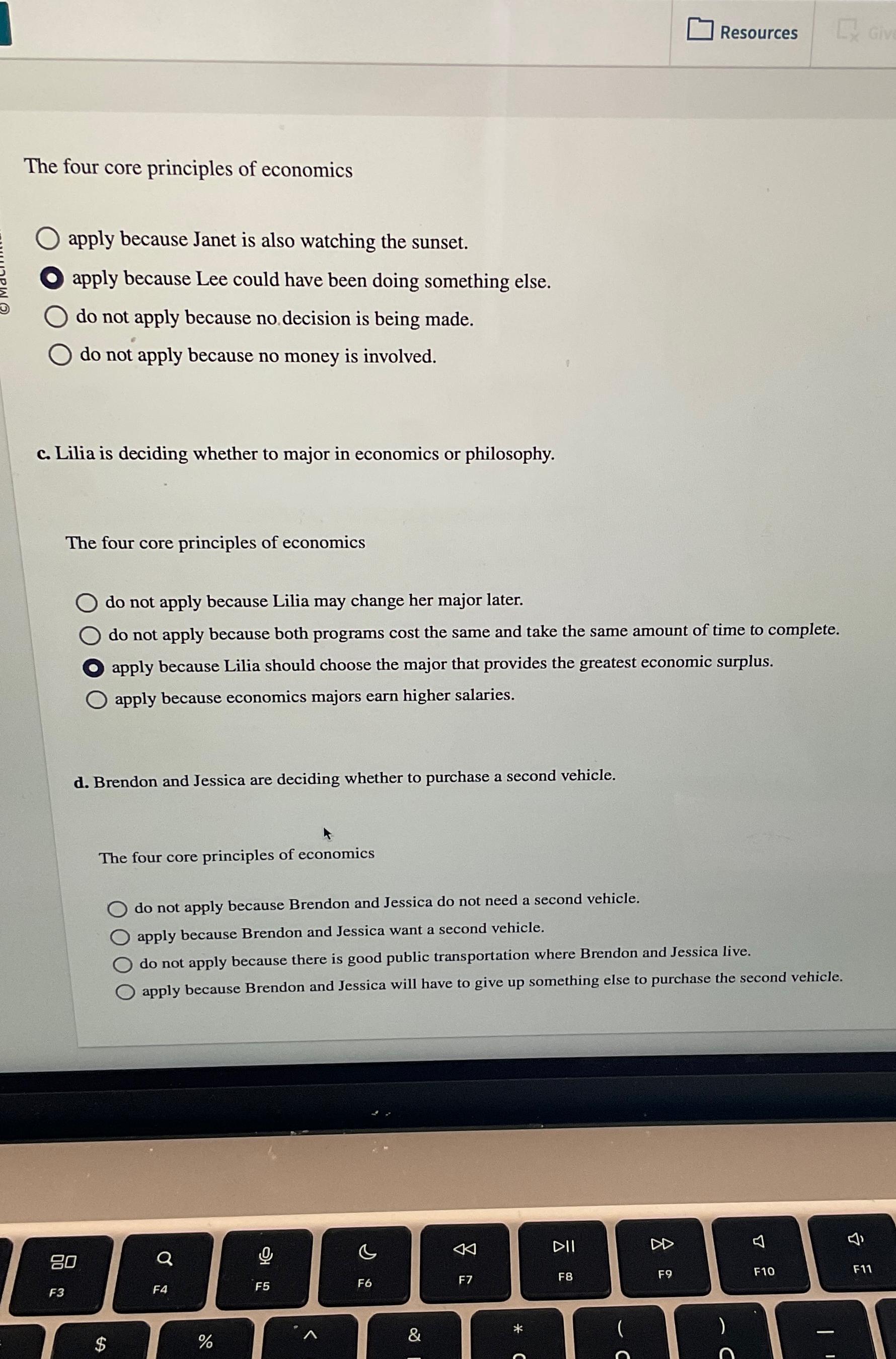 Solved ResourcesThe four core principles of economicsapply | Chegg.com