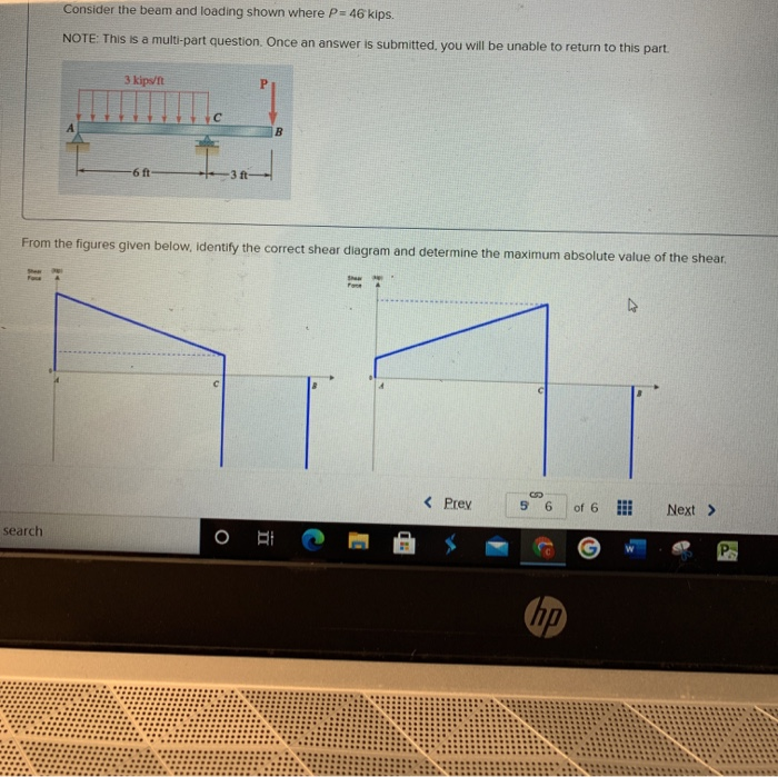 Solved Consider the beam and loading shown where P=46 kips. | Chegg.com