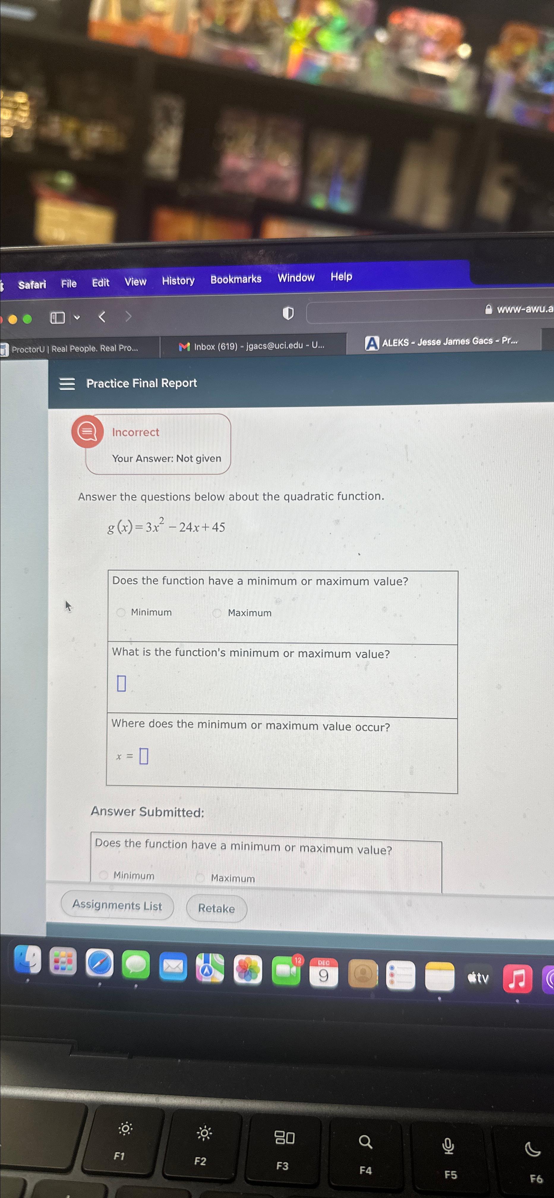 Solved Practice Final ReportIncorrectYour Answer: Not | Chegg.com