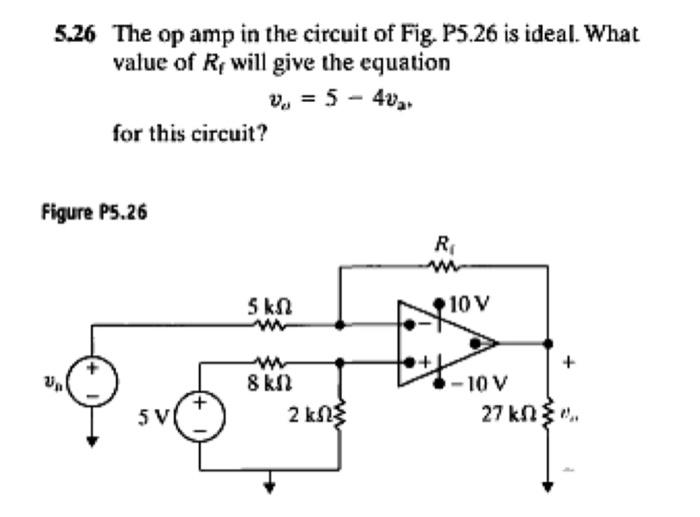 Solved 5.26 The op amp in the circuit of Fig. P5.26 is | Chegg.com