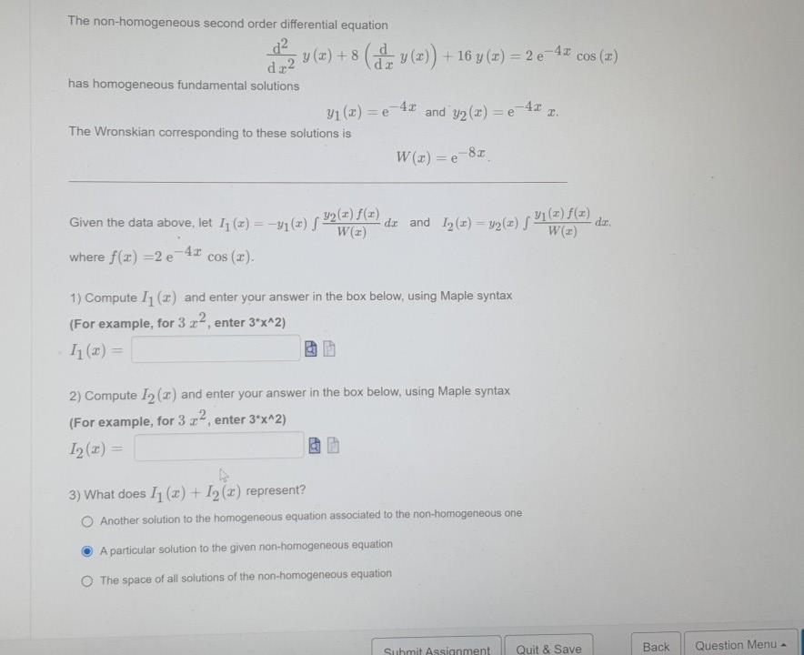 Solved d. 2 The non-homogeneous second order differential | Chegg.com