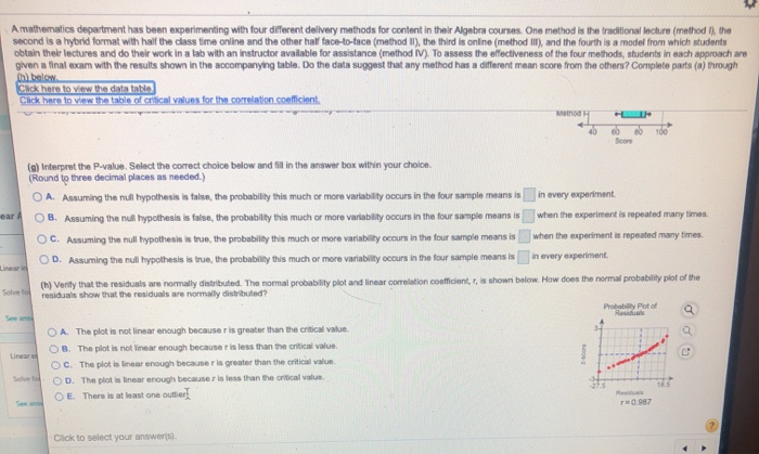 Solved o A mathematics department has been experimenting | Chegg.com