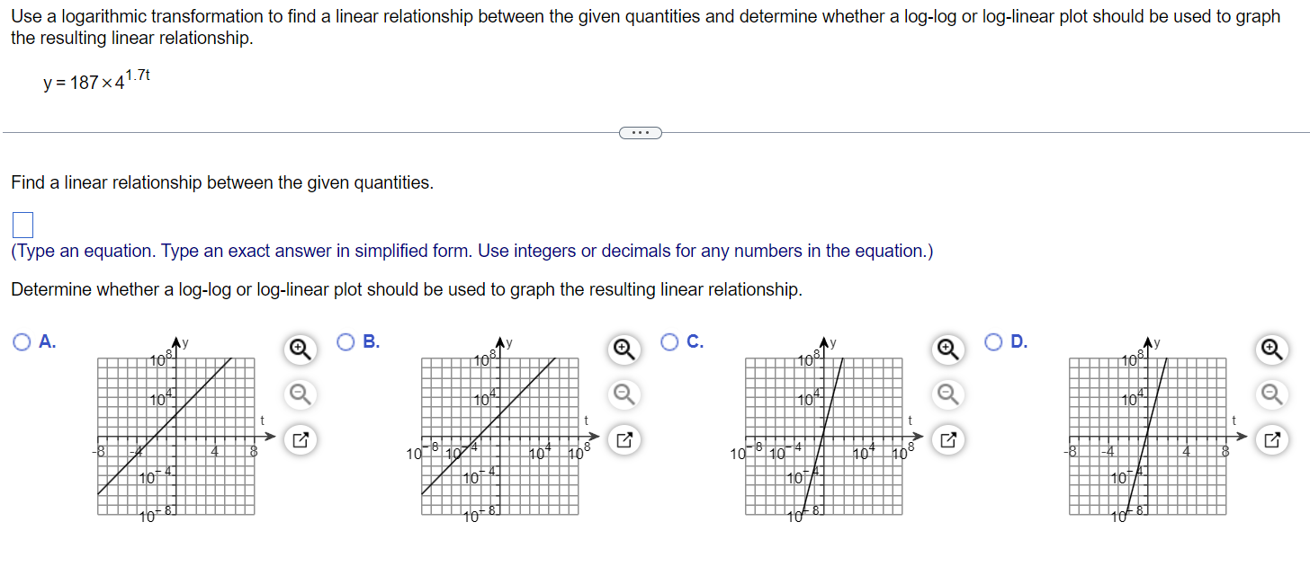 Solved Use a logarithmic transformation to find a linear | Chegg.com