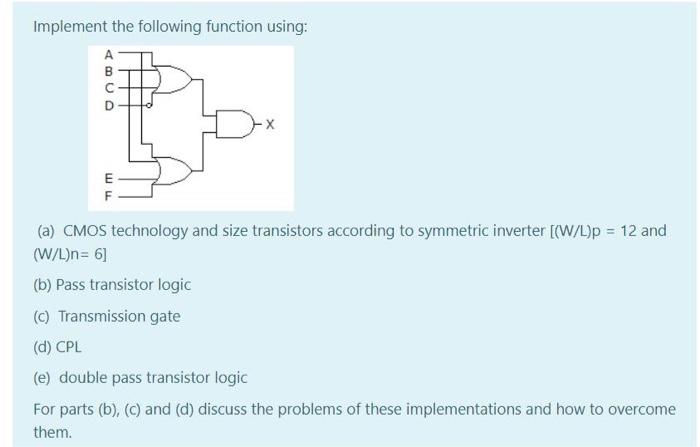 Solved Implement The Following Function Using А с D ח חד E 7286